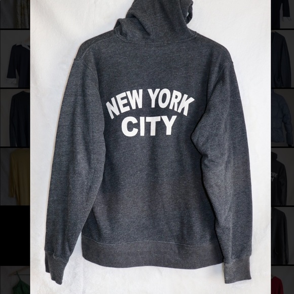 Tops | New York Zip Up Hoodie Sweatshirt With Thumb Holes In Sleeves ...